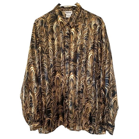 BonWorth | Tops | Bonworth Buttonup Sheer Shirt Womens L Collared Black ...